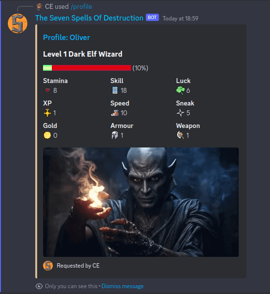 Discord RPG Bot Commands - The Seven Spells Of Destruction Discord RPG Bot