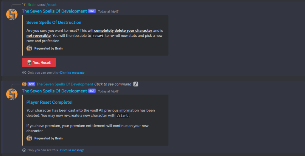 Discord RPG Bot Commands - The Seven Spells Of Destruction Discord RPG Bot