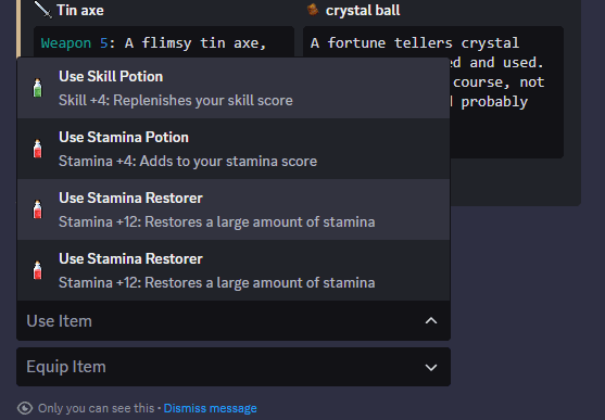 Discord RPG Bot Inventory - The Seven Spells Of Destruction Discord RPG Bot
